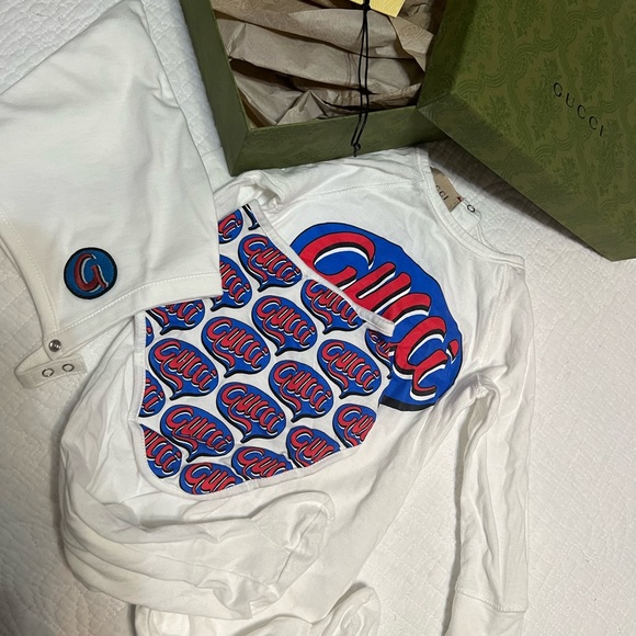 Gucci | Matching Sets | Gucci White Babysuit Gift Set | Poshmark